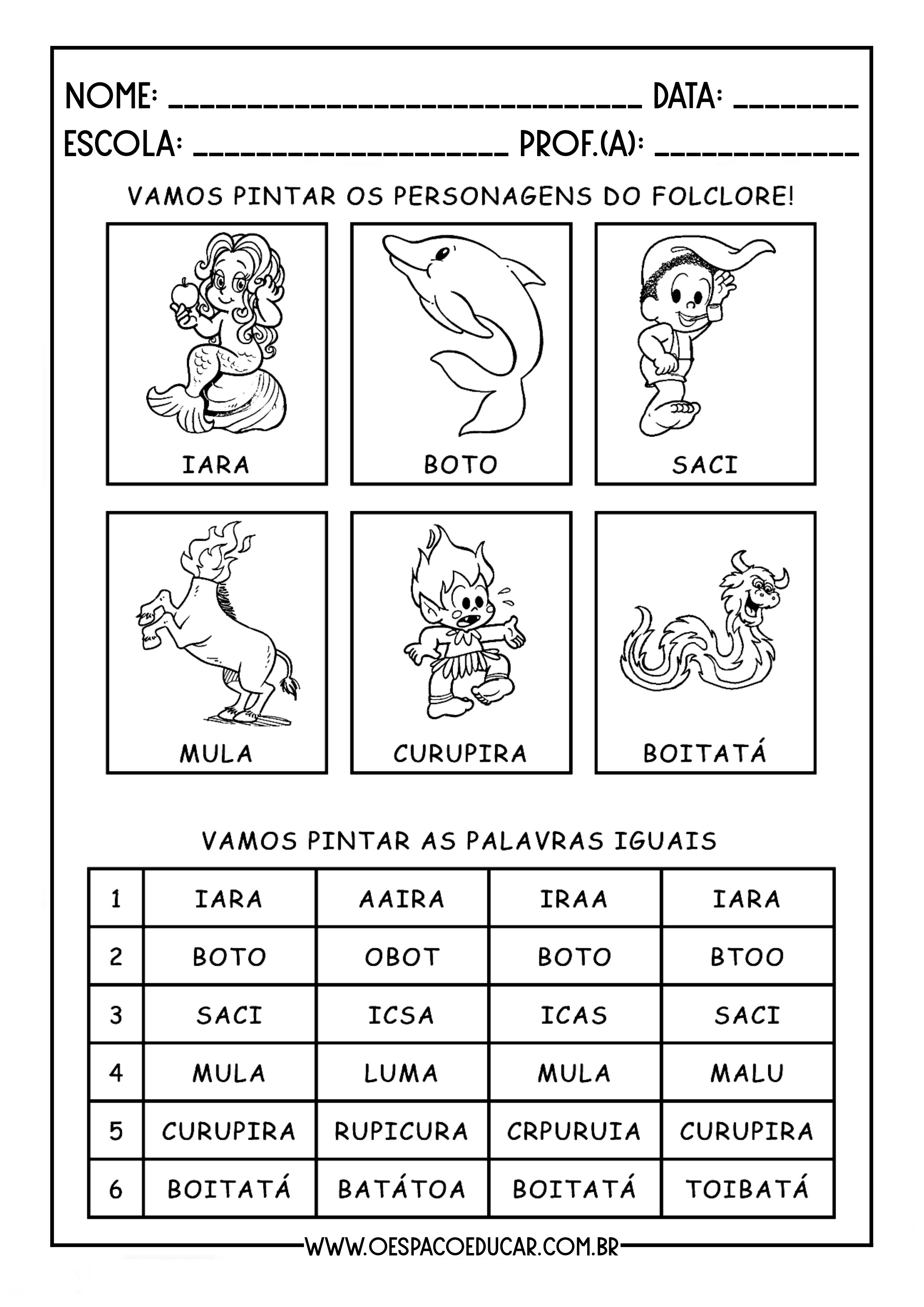 Atividade Folclore 3 Ano - NAZAEDU