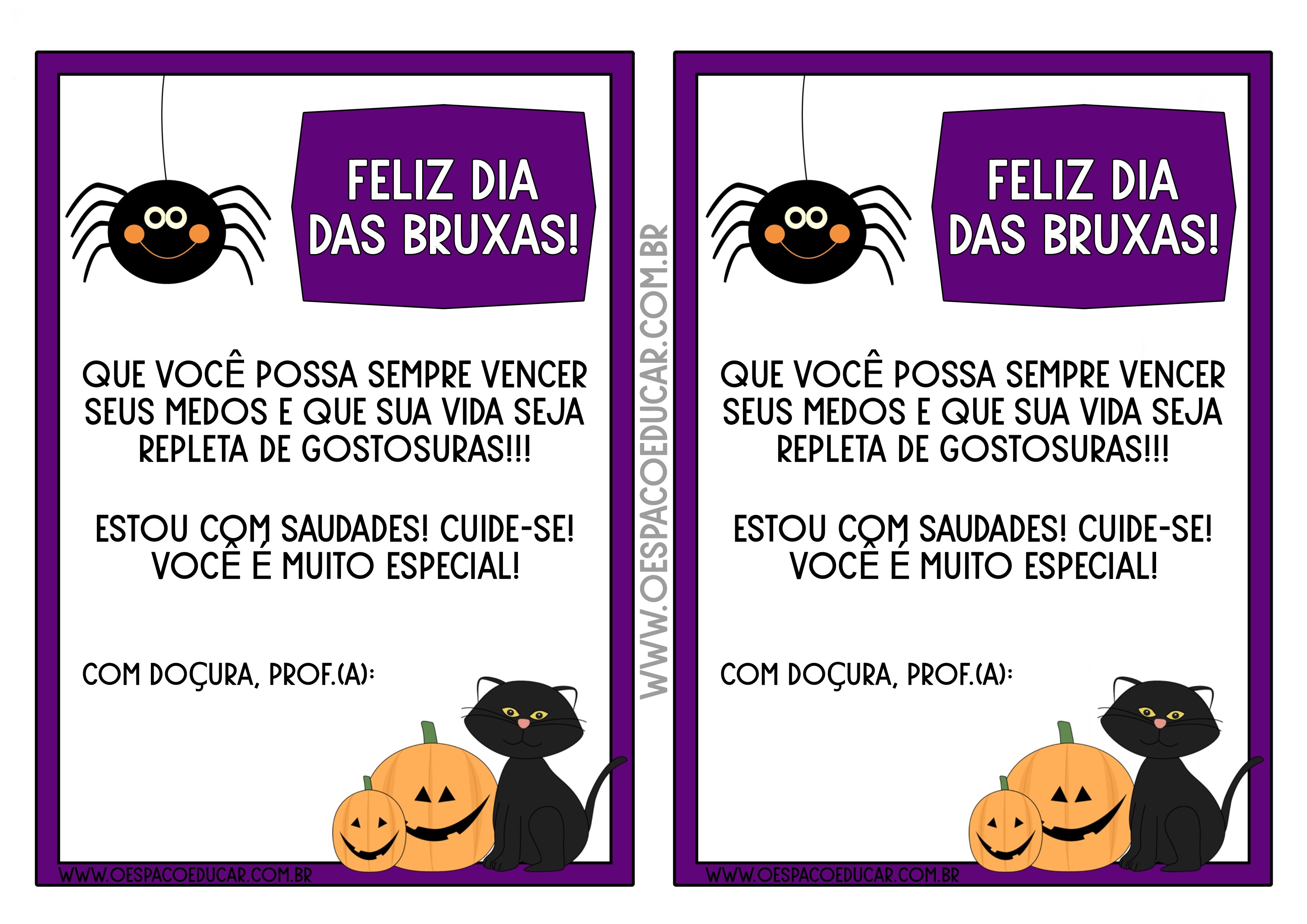 Dia das bruxas: cartões para imprimir! - Blog Espaço Educar