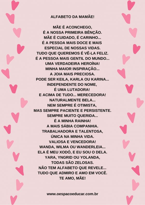Dia das Mães: Alfabeto das Mães (texto, imagens do texto e vídeo ...