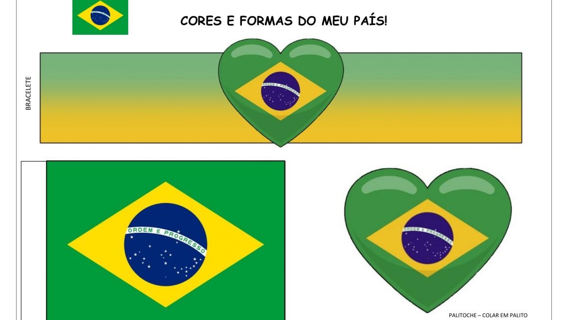 Bracelete Da Bandeira Do Brasil Para Imprimir - RETOEDU