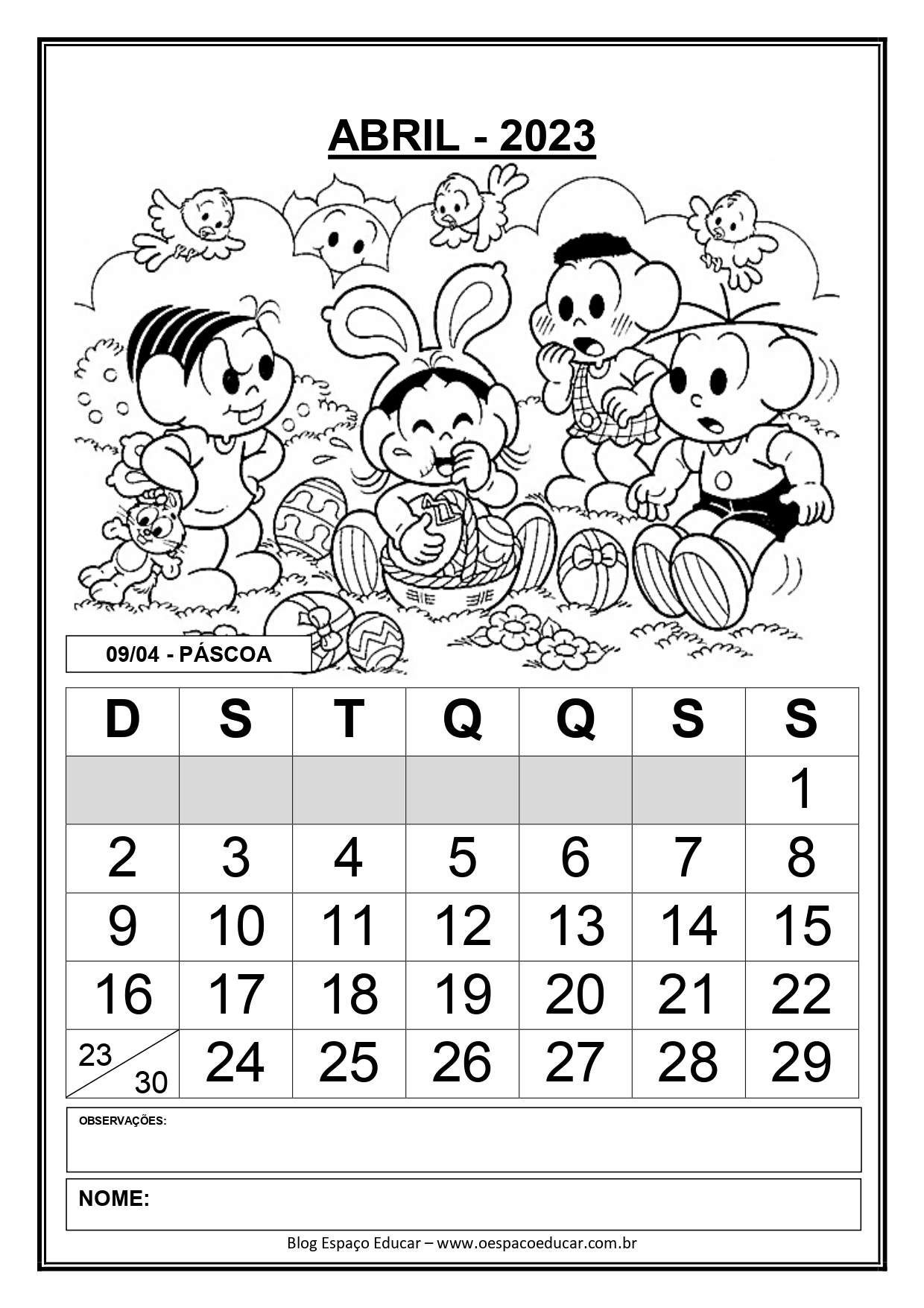 Calendário Infantil Para Imprimir 2023 - RETOEDU