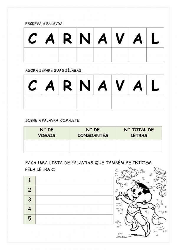 Alfabetização: Carnaval! - Blog Espaço Educar