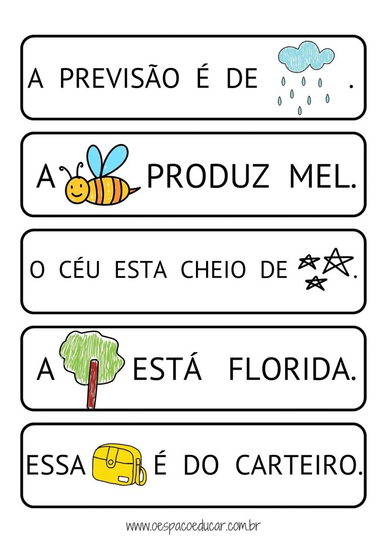 Fichas de leitura: frases! - Blog Espaço Educar