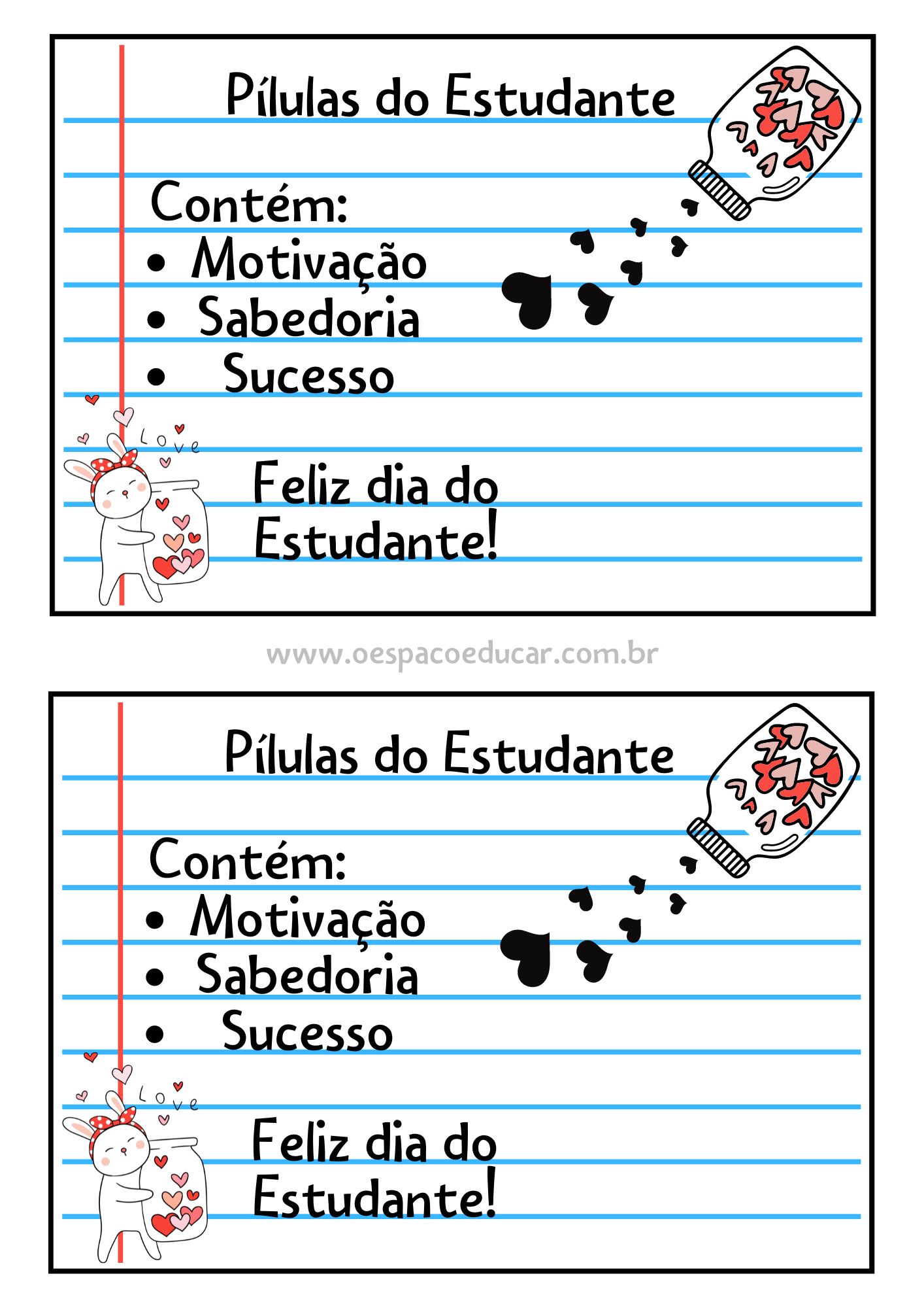 Cartão dia do Estudante com coloreti! - Blog Espaço Educar