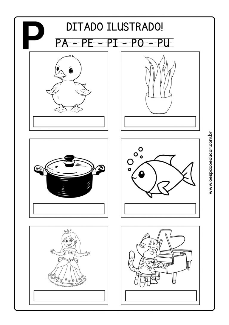 Ditado ilustrado: Letra P - Blog Espaço Educar