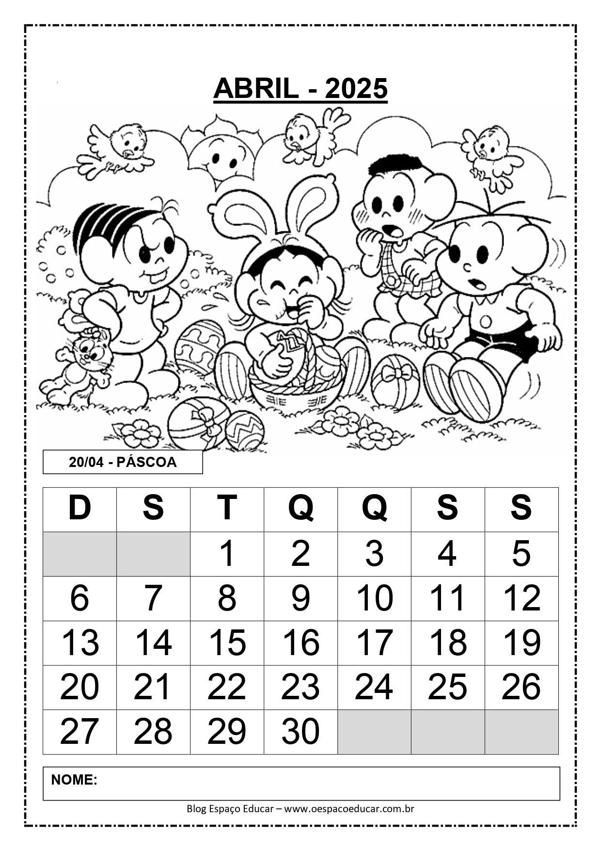 Calendários abril de 2025! - Blog Espaço Educar