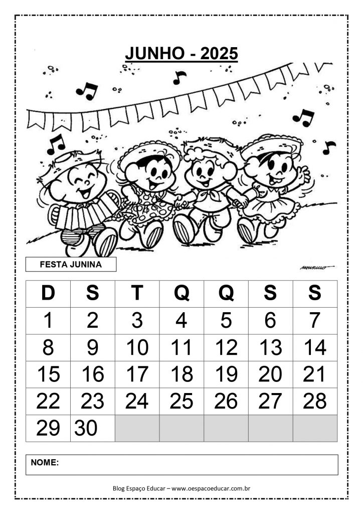 Calendários junho 2025! - Blog Espaço Educar