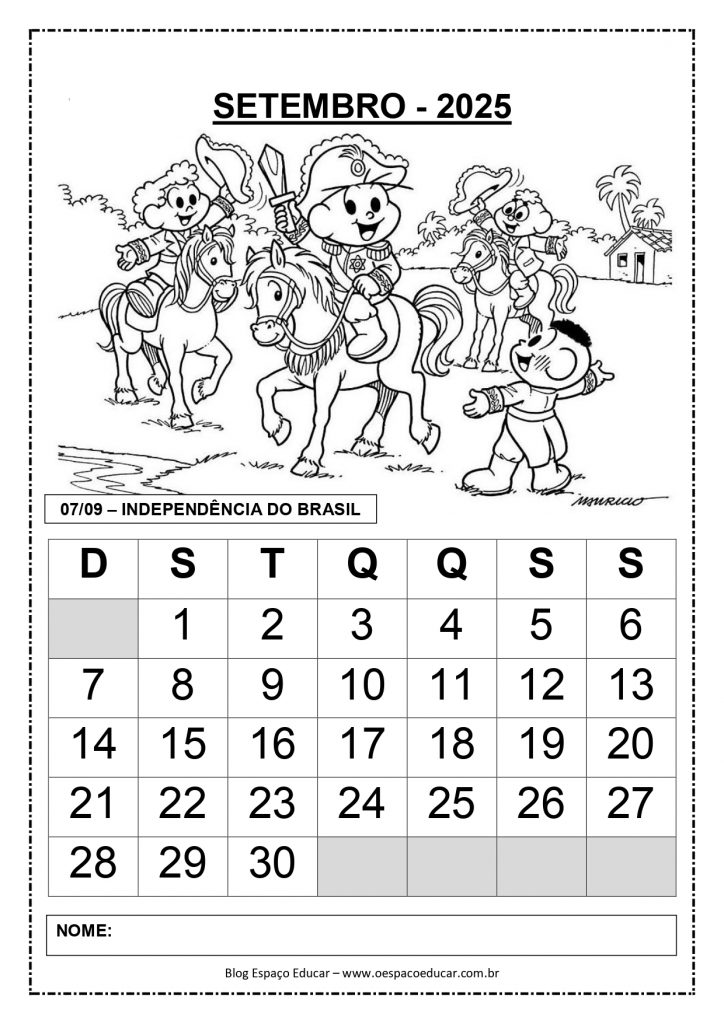 Calendários setembro 2025! - Blog Espaço Educar