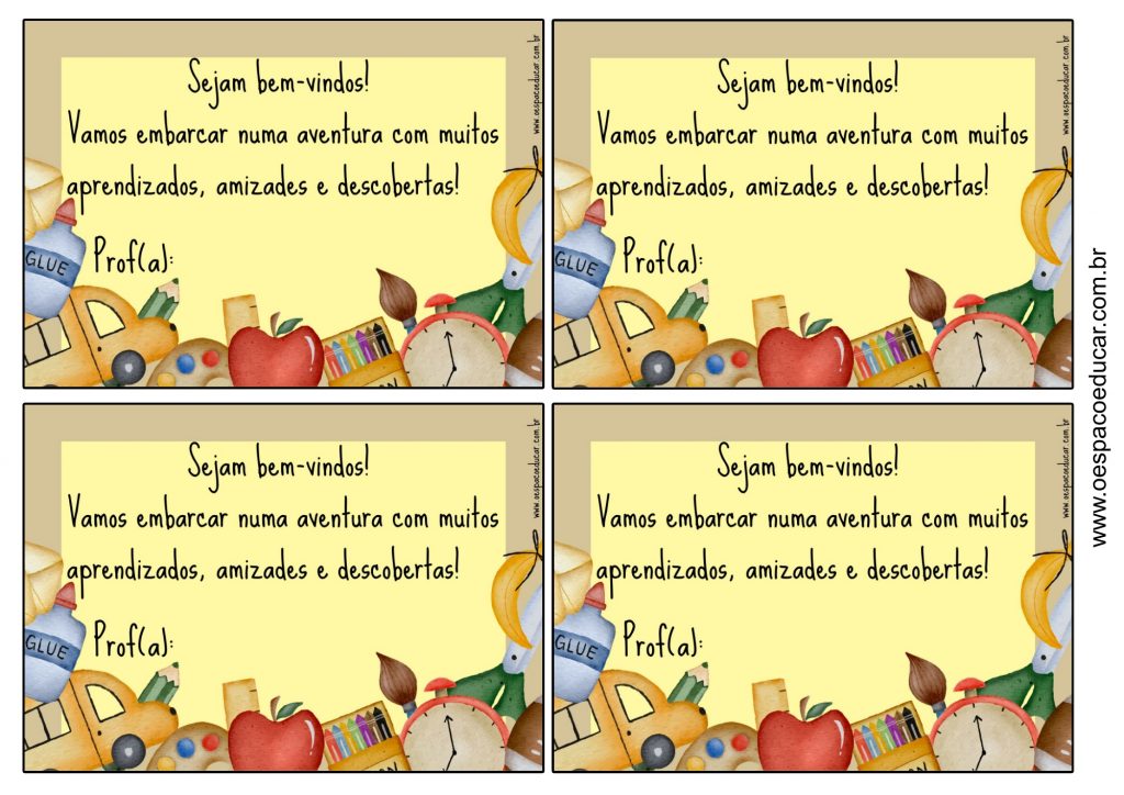 Cartão bem-vindos! - Blog Espaço Educar